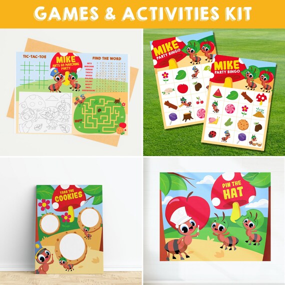 Ants Go Marching Party Games Party Activities Kit/ Ants Picnic 4-in-1 ...