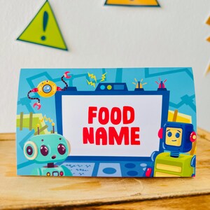 Robots Party Food Tent Label Cards EDITABLE Printable/ Robotics Science ...