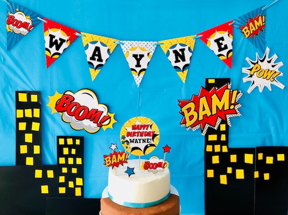 Superhero Boy Party Banner/ Superhero Kids Party Garland/ Superhero ...