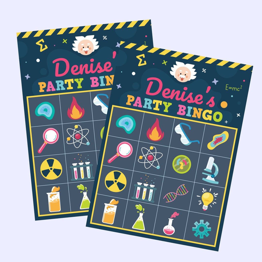 Mad Science Party Bingo Game/ Scientist Birthday Bingo Kids Party Game ...