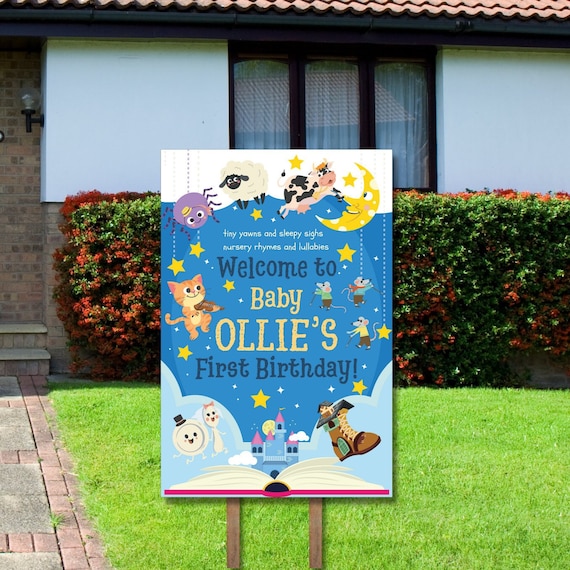 Nursery Rhymes Lullabies Party Yard Sign Editable Printable/ Diddle ...