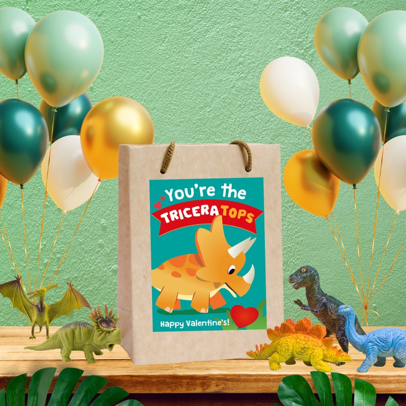 Dinosaur Valentines Cards BUNDLE, Dino Classroom Valentine Favor Tags ...
