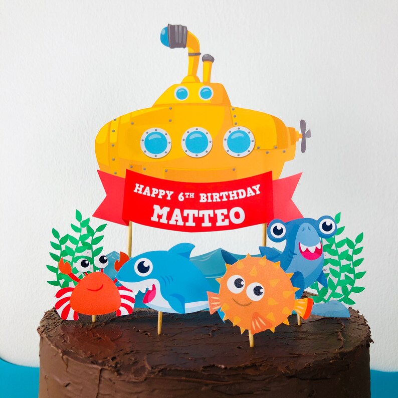 Yellow Submarine Cake Topper/ Submarine Birthday Cake Topper/ | Etsy