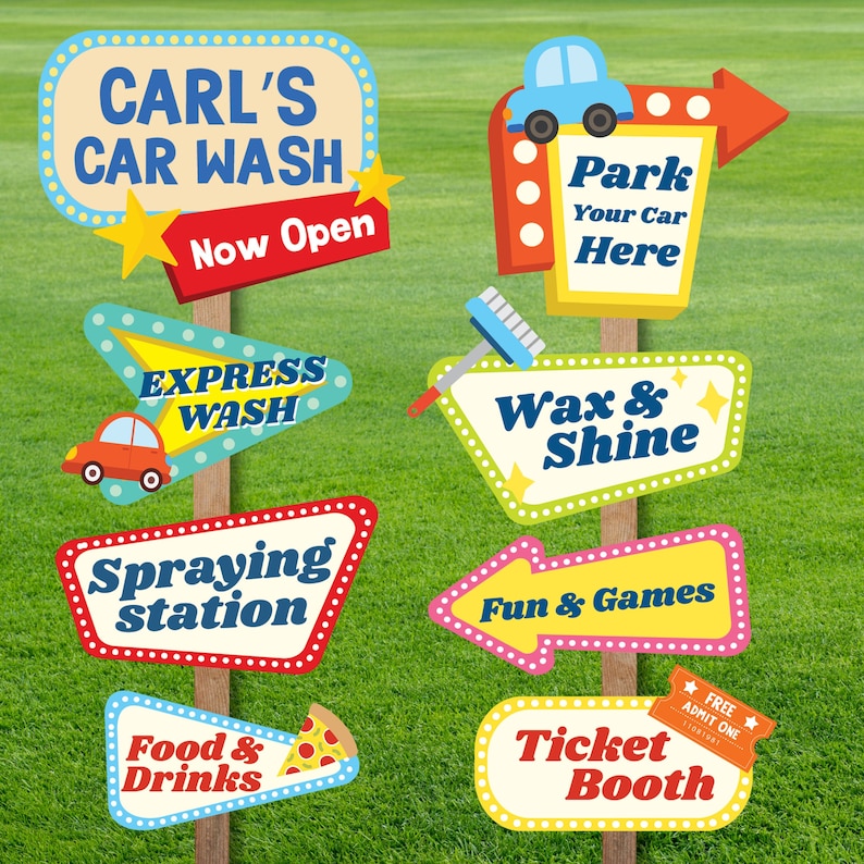Car Wash Party Signs Editable Printable/ Car Wash Birthday - Etsy
