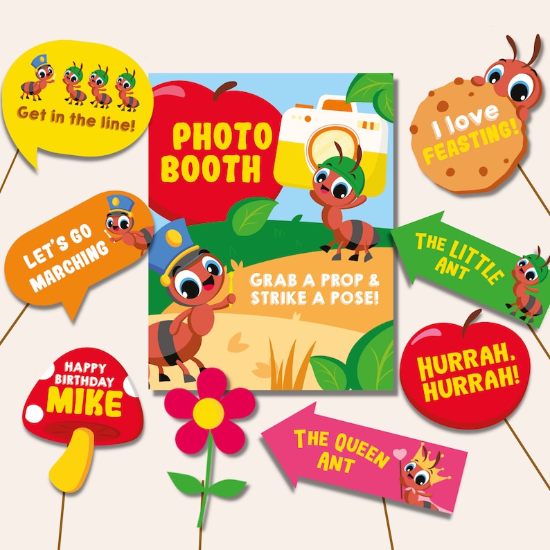 Ants Go Marching Party Photo Props/ Ants Picnic Party Photo Booth Props ...
