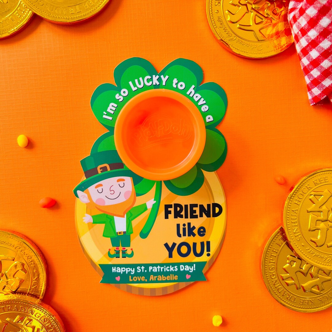 St Patricks Play Doh Printable Card for Kids | St Paddys Classroom Gift ...