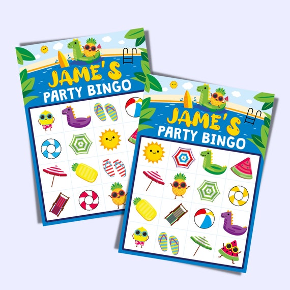 Summer Pool Party Bingo Game/ Beach Party Bingo Editable Printable by ...