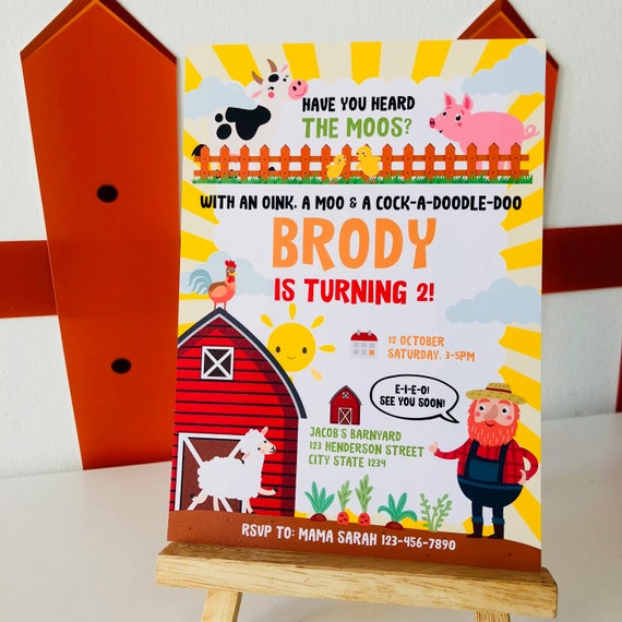 Old MacDonald Farm Party Invitation/ Animal Farm Barnyard Invite ...