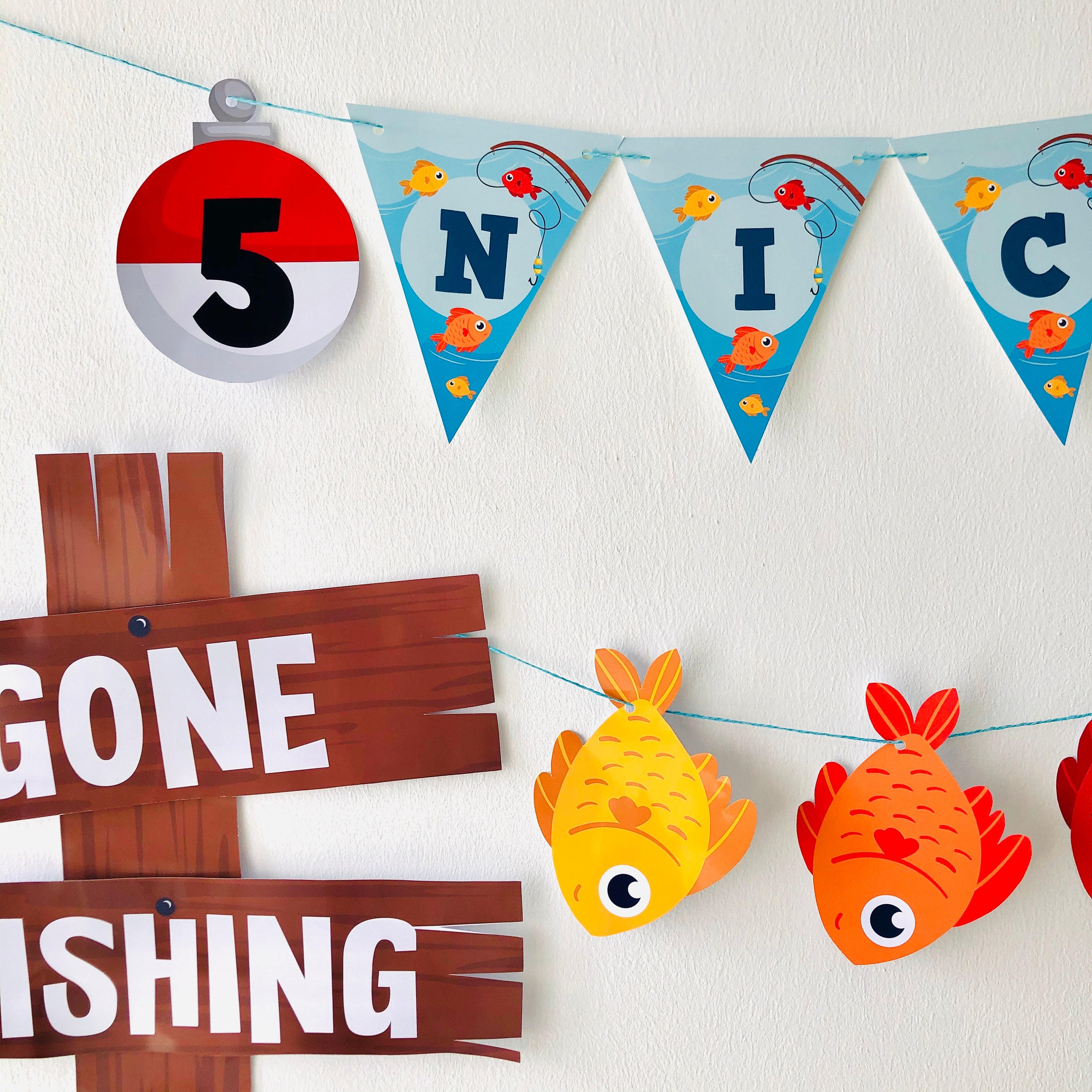 Fishing Birthday Party Banner/ Gone Fishing Banner EDITABLE | Etsy