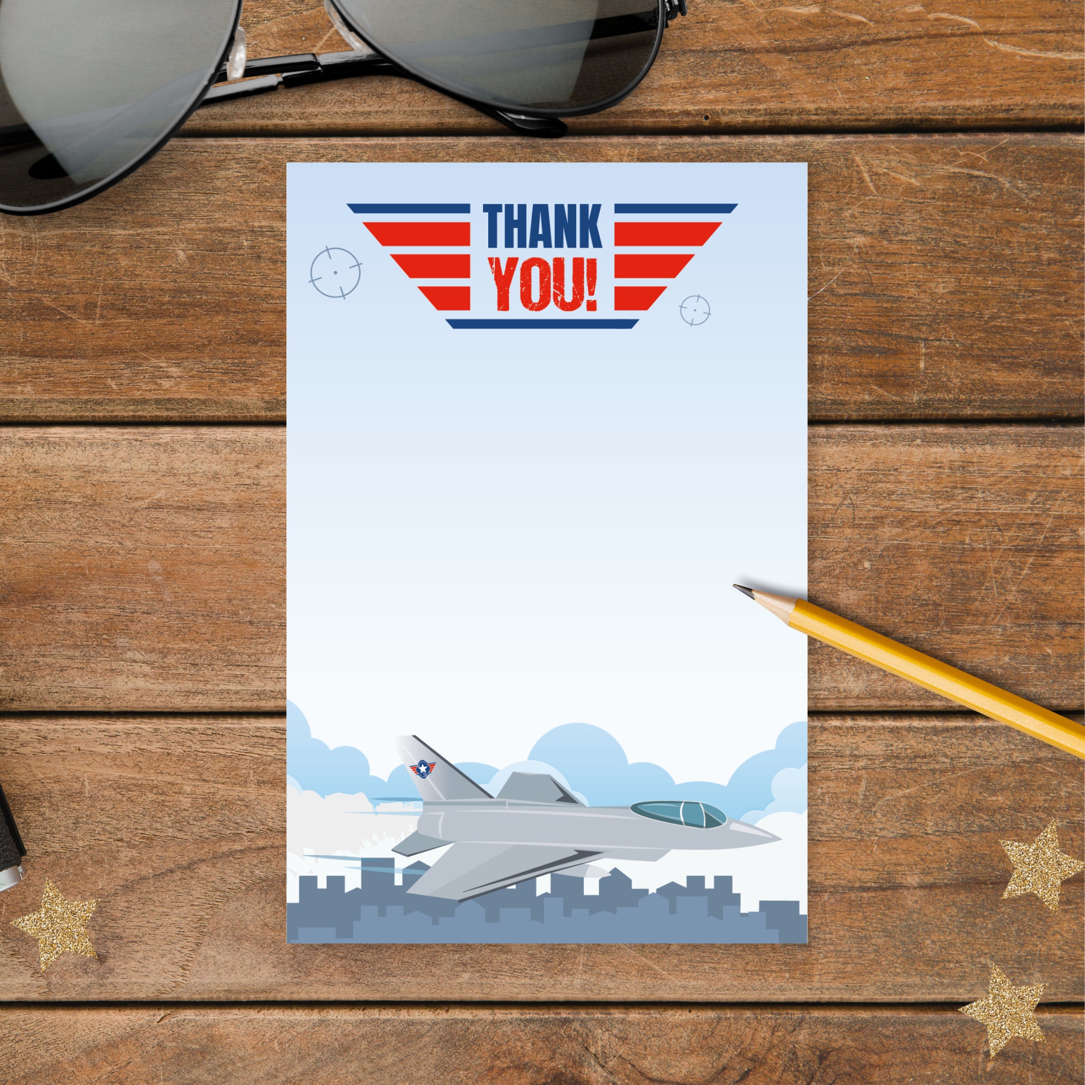 Fighter Pilot Birthday Party Favor Thank You Card EDITABLE Printable ...