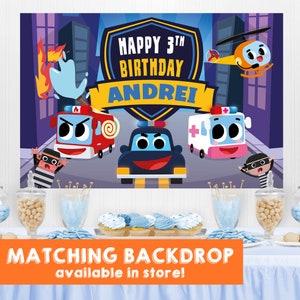 Super Rescue Team Cake Topper | Editable Emergency Vehicles (digital ...