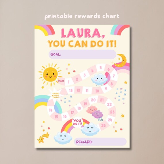 Sunshine Kids Reward Chart EDITABLE Printable/ Girl's Habit Tracker ...
