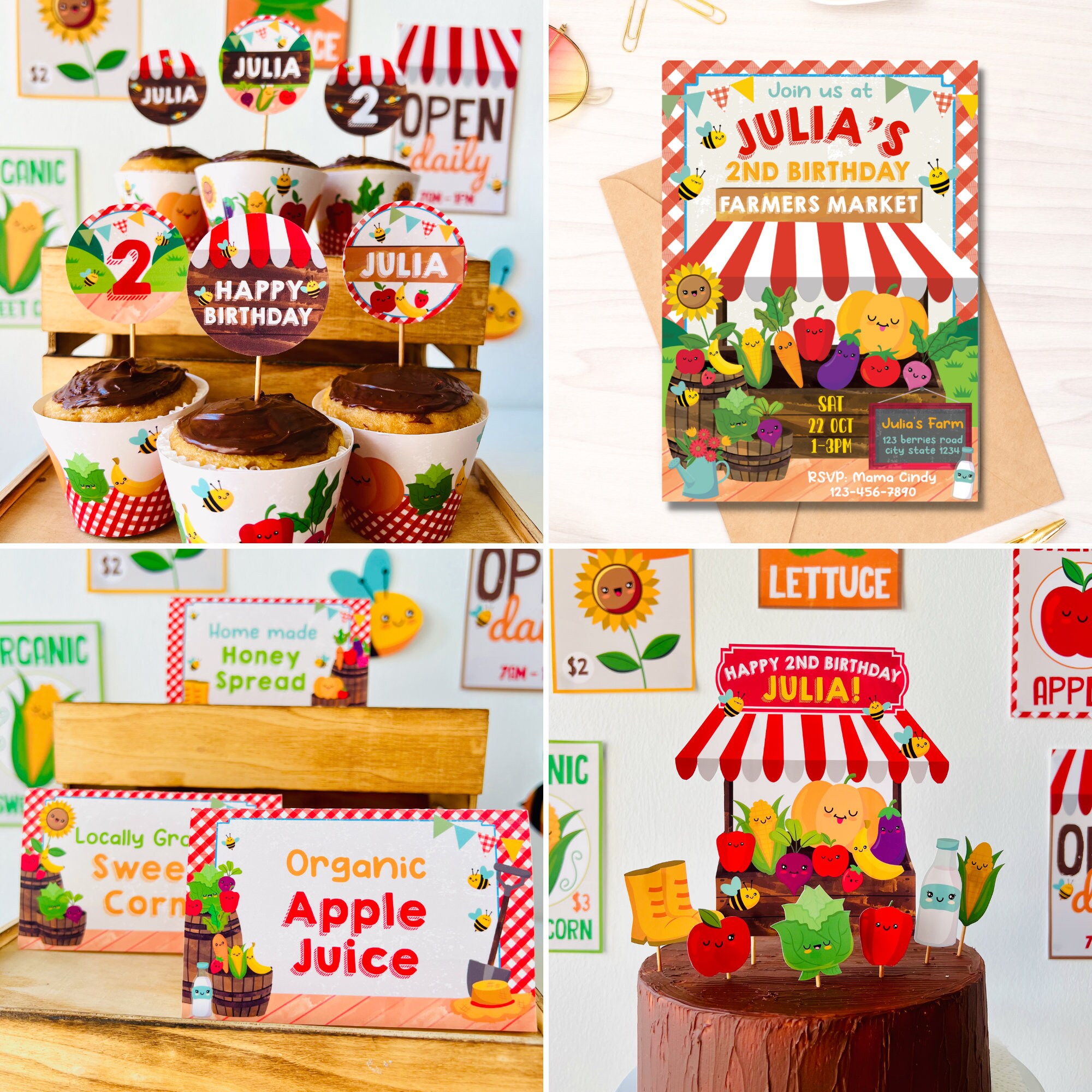 Farmers Market Party Decorations Kit, Editable Printable (digital ...