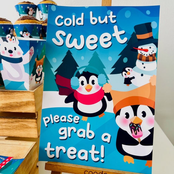 Penguin Party Treats Sign EDITABLE Printable/ Penguin Winter Wonderland ...