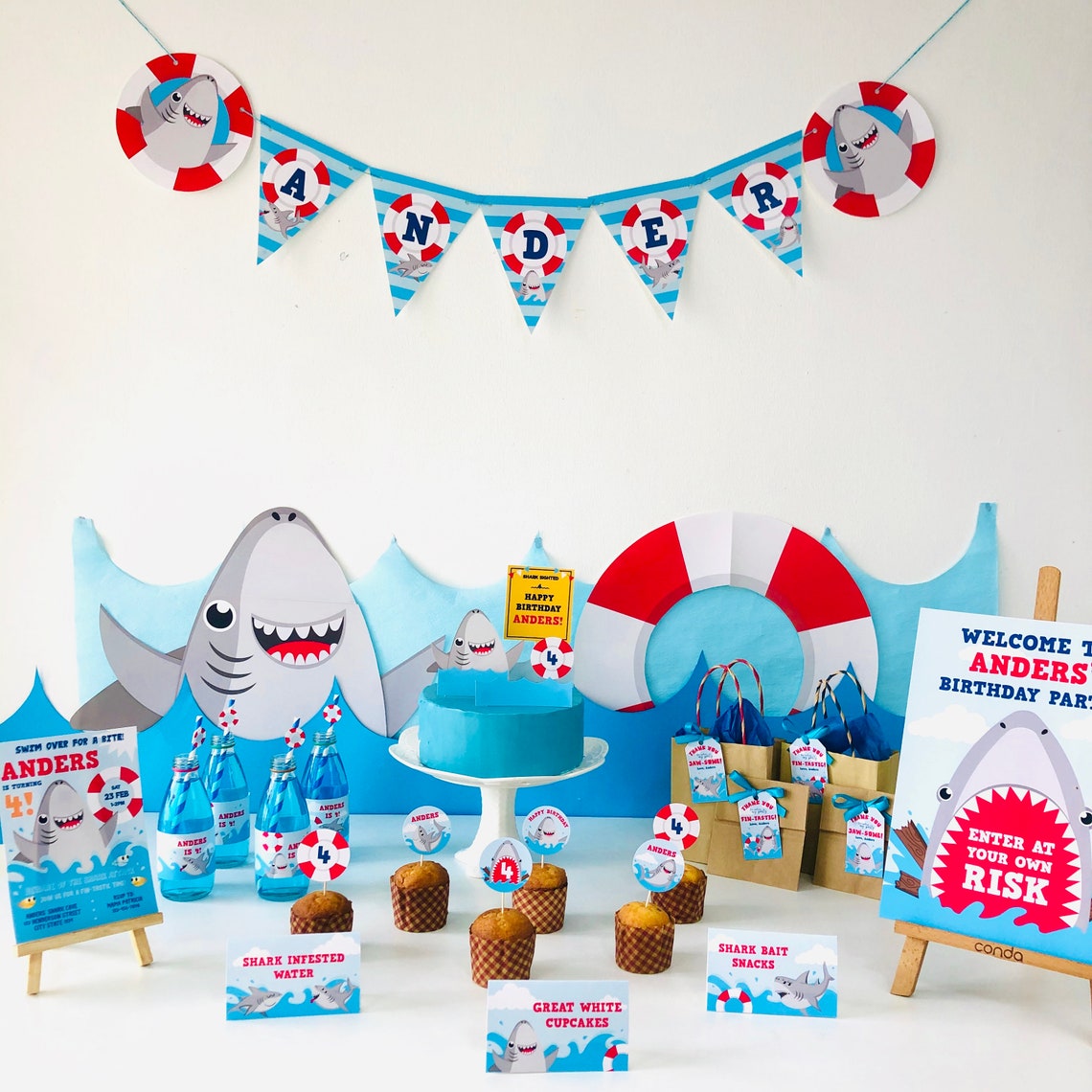 Cute Shark Gift Tags/ Gift Labels Party Printables EDITABLE - Etsy