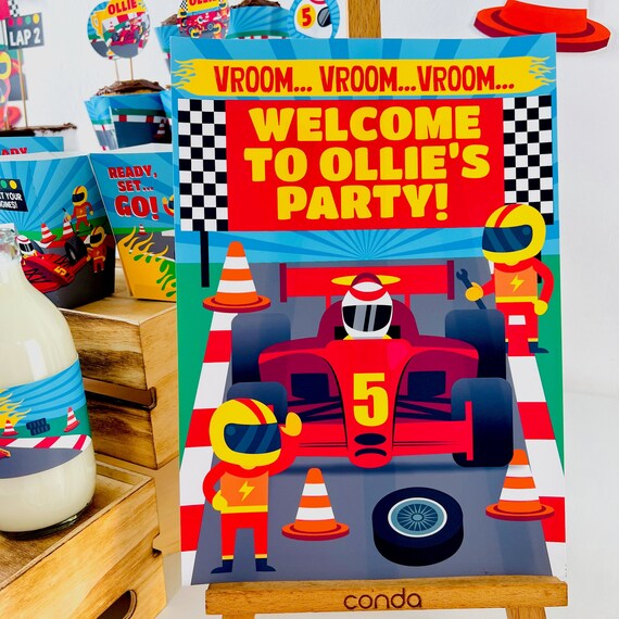 Car Racing Party Welcome Sign Editable Printable/ Race Car Birthday ...