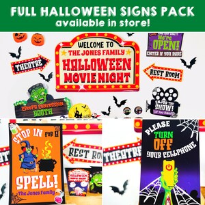 Halloween Movie Night Creepy Concession Sign Editable Printable ...