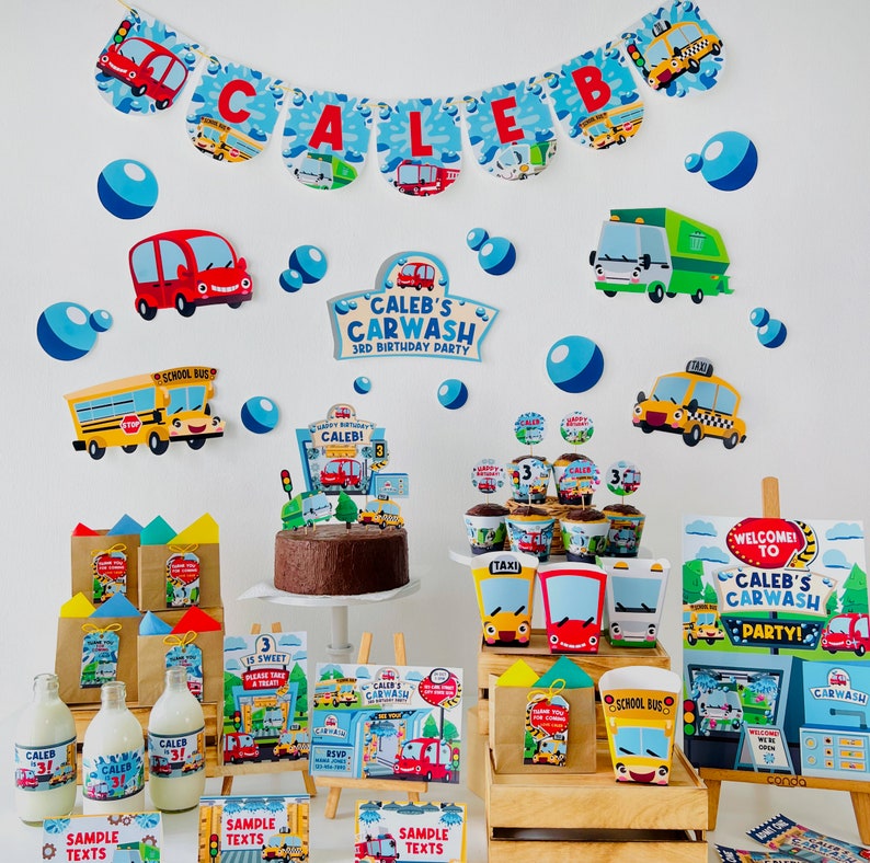 Car Wash Transportation Birthday Banner Printable/ Carl's - Etsy