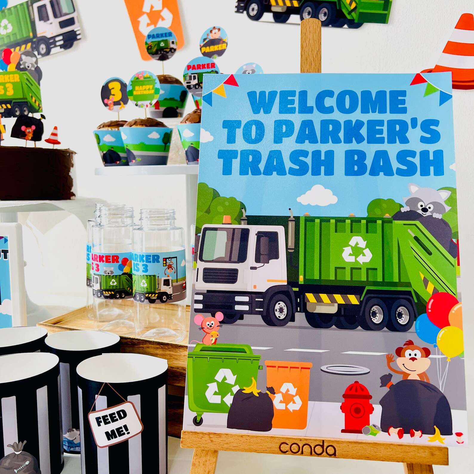 Garbage Truck Party Sign Printable/ Trash Bash Party Welcome | Etsy