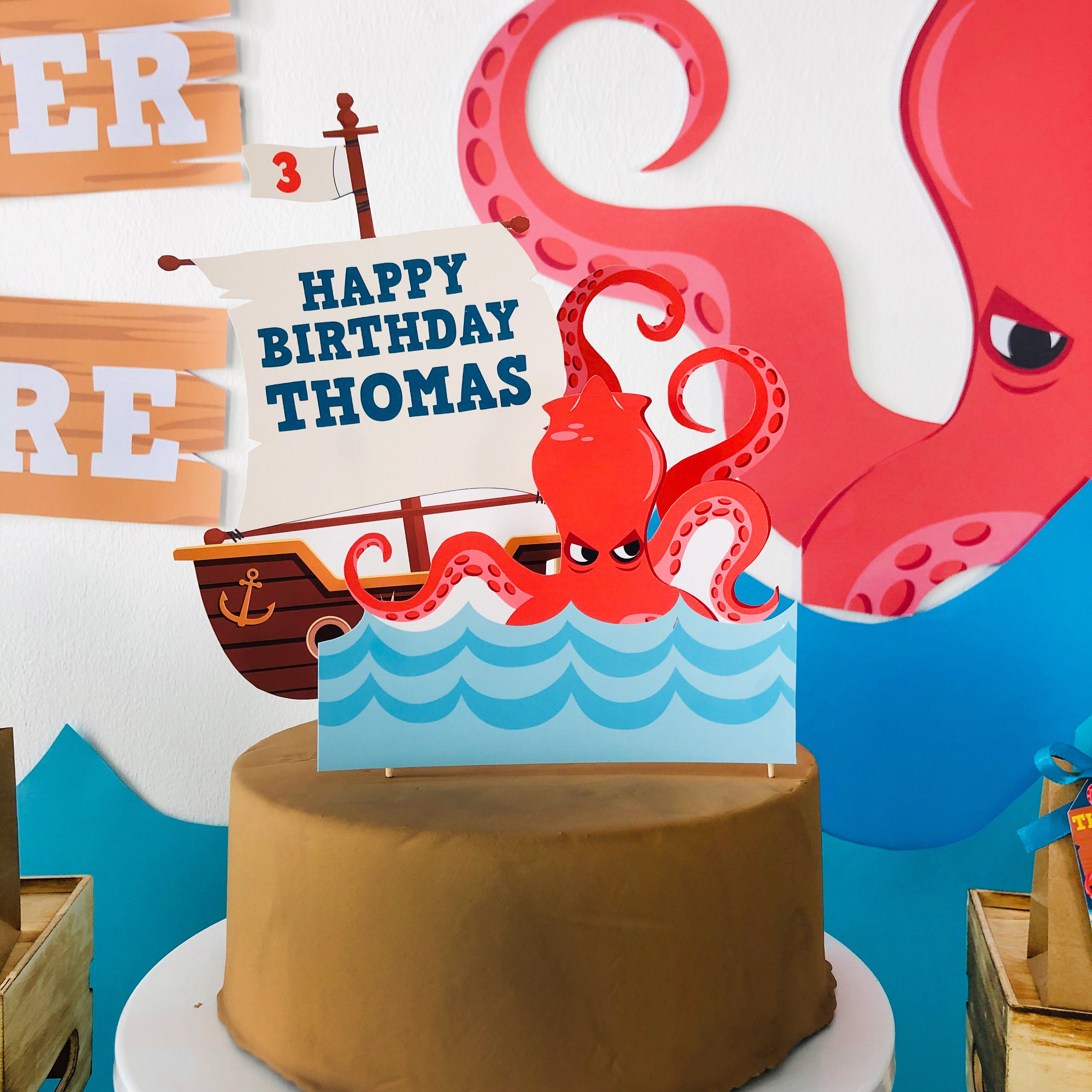 Kraken Party Birthday Cake Topper/ Octopus Cake Topper/ Sea - Etsy