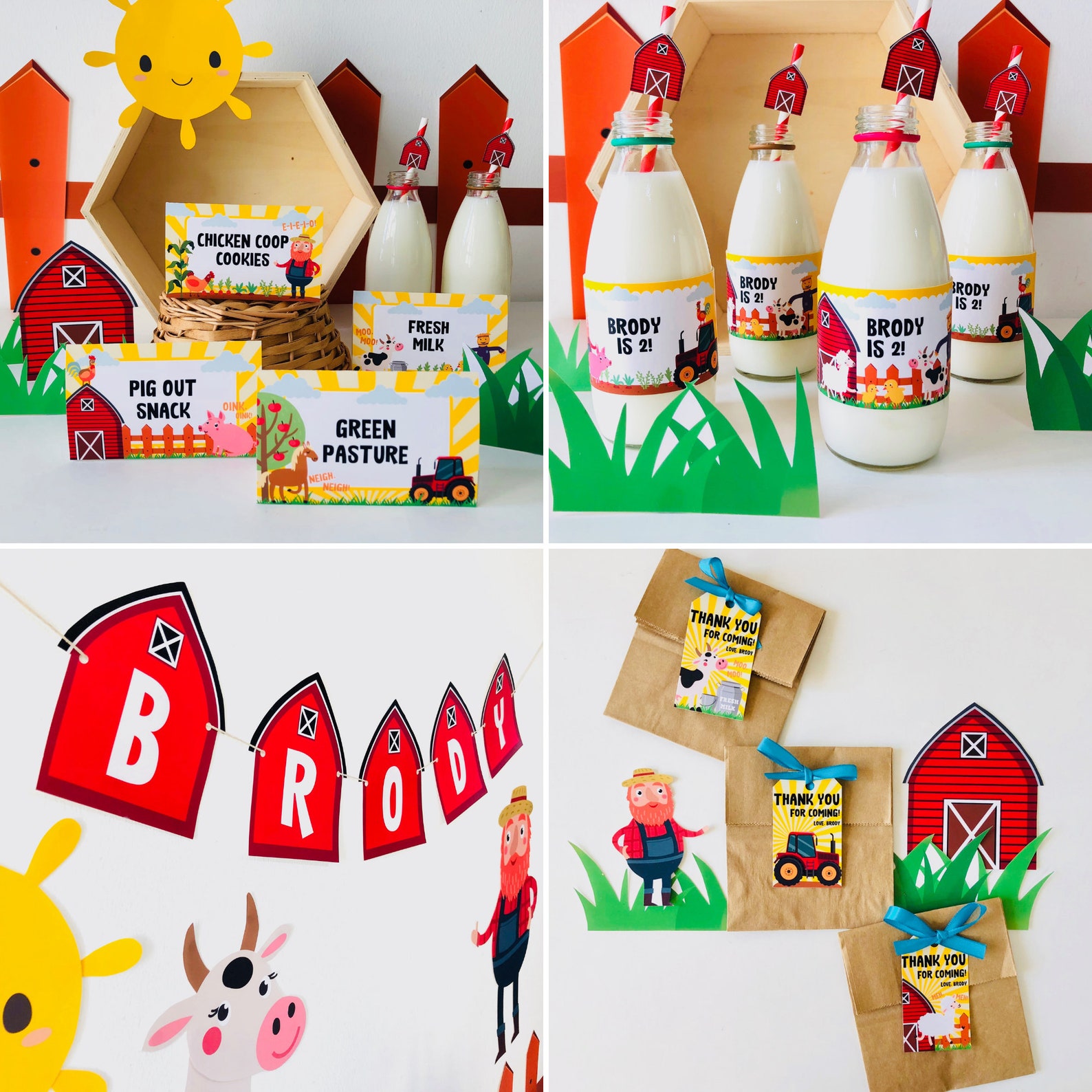 Farm Birthday Party Decorations Kit (editable Printables) - Etsy