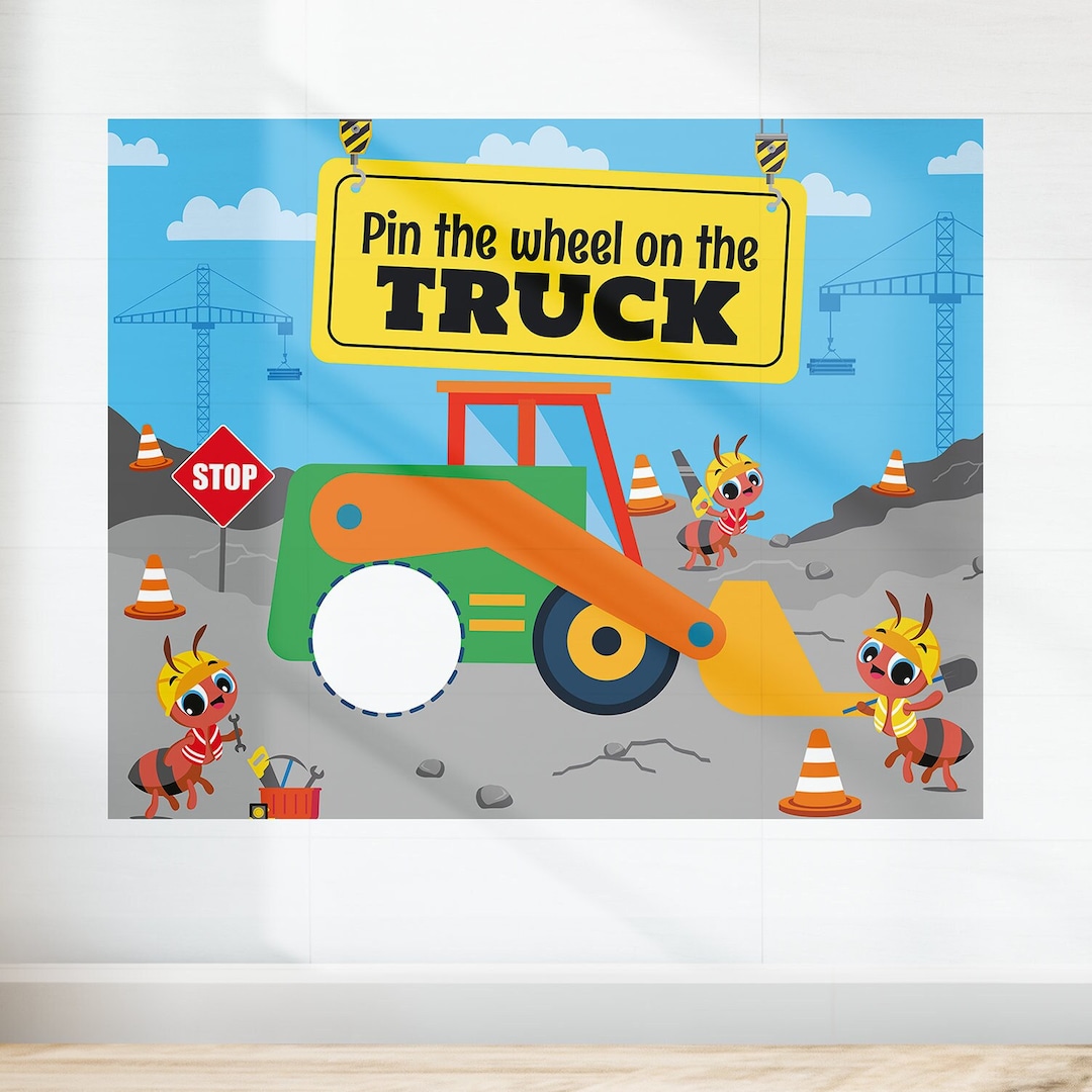 Construction Truck Party Game: Pin the Wheel (printable) - Etsy