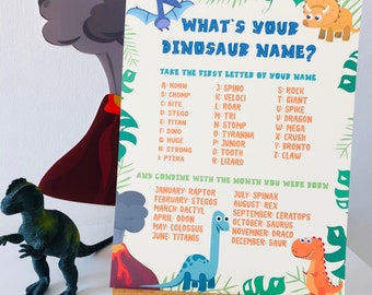 Whats Your Dinosaur Name Party Printable Pink | Etsy