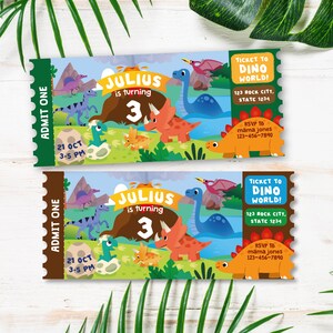 Dinosaur Themed Park Ticket Invitation EDITABLE Printable | Prehistoric, Jurassic Park Tickets ...