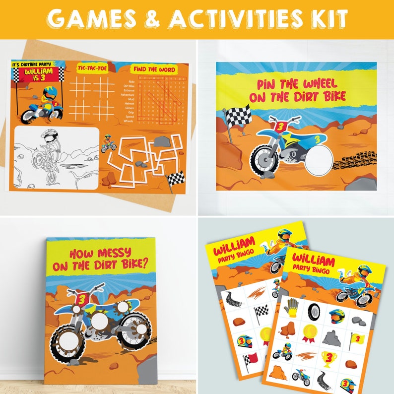 Dirt Bike Party Games Party Activities Kit/ Motocross Party - Etsy