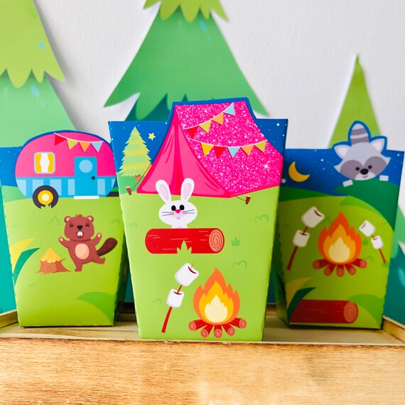 Glamping Party Favor Boxes/ Camping Snack Box/ Woodland Animals Party ...