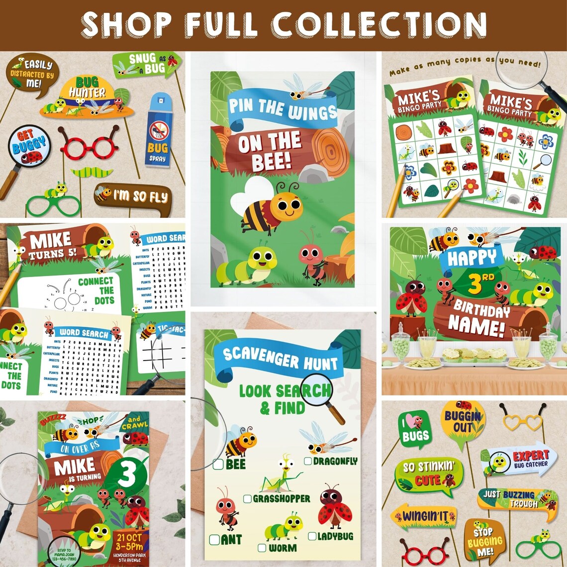 Bugs and Insects Birthday Coloring Page PERSONALISED Printable ...