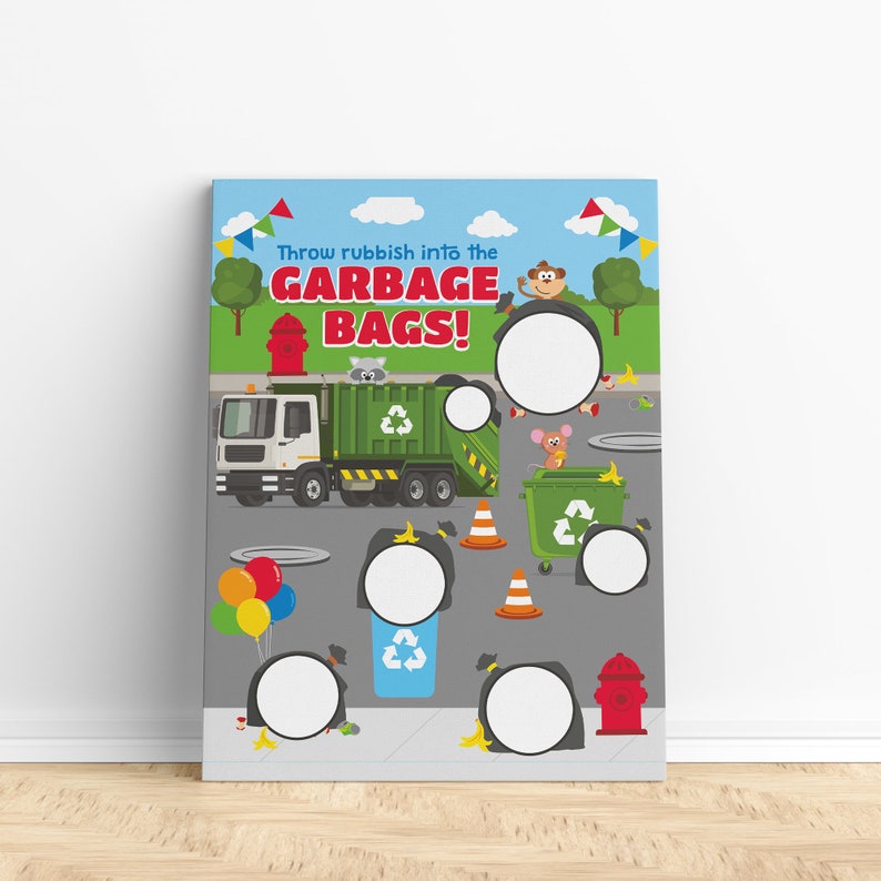 Garbage Truck Party Game: Toss the Trash, Kids Birthday (editable ...