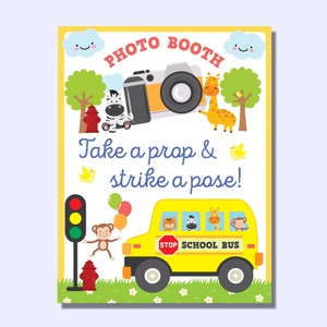 Wheels on the Bus Party Photo Props Printable/ Yellow School Bus ...