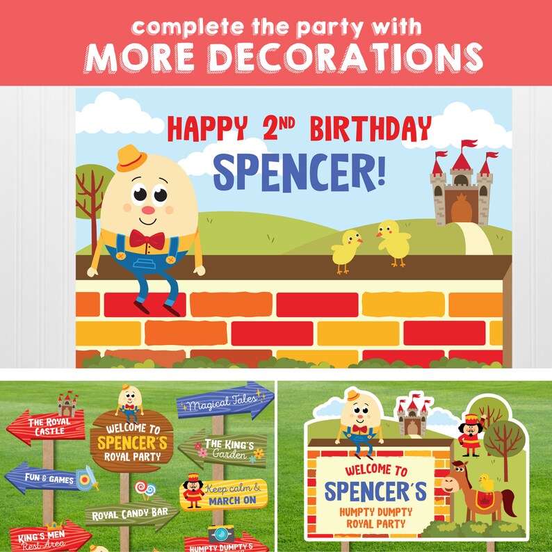 Humpty Dumpty Birthday Party Banner/ Humpty Dumpty Nursery Rhymes ...