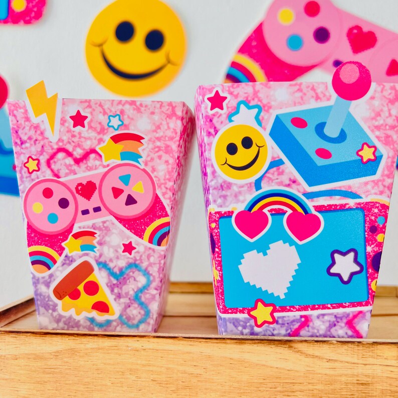 Gamer Girl Party Favors Box Printable/ Pink Video Gaming Party - Etsy