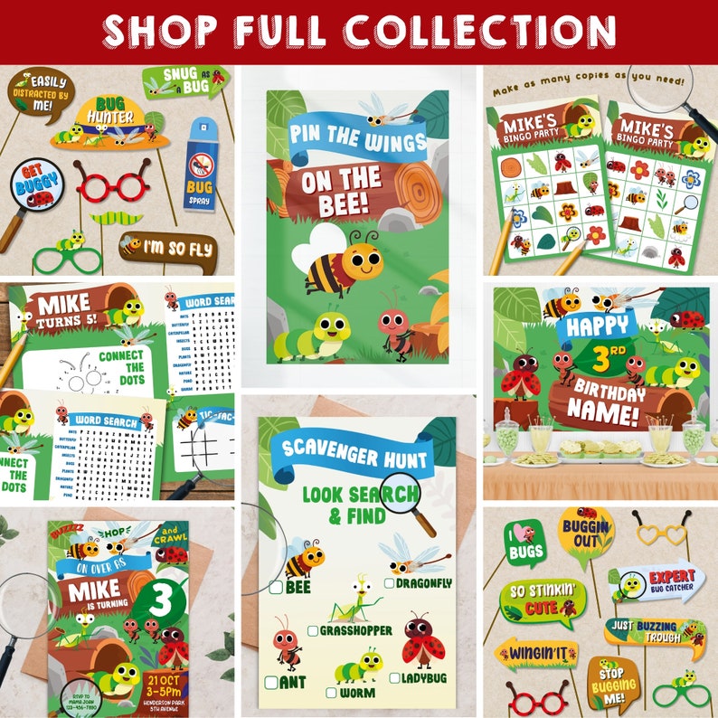 Bugs Birthday Banner EDITABLE Printable | Outdoor Nature Banner, Bugs ...