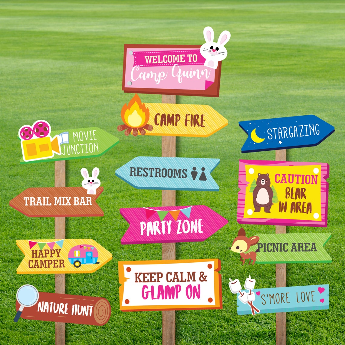 Glamping Party Signs/ Camping Sleepover Party Sign/ Glamping | Etsy