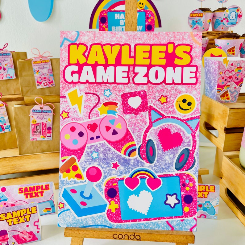 Gamer Girl Party Welcome Sign Party Decorations Editable - Etsy