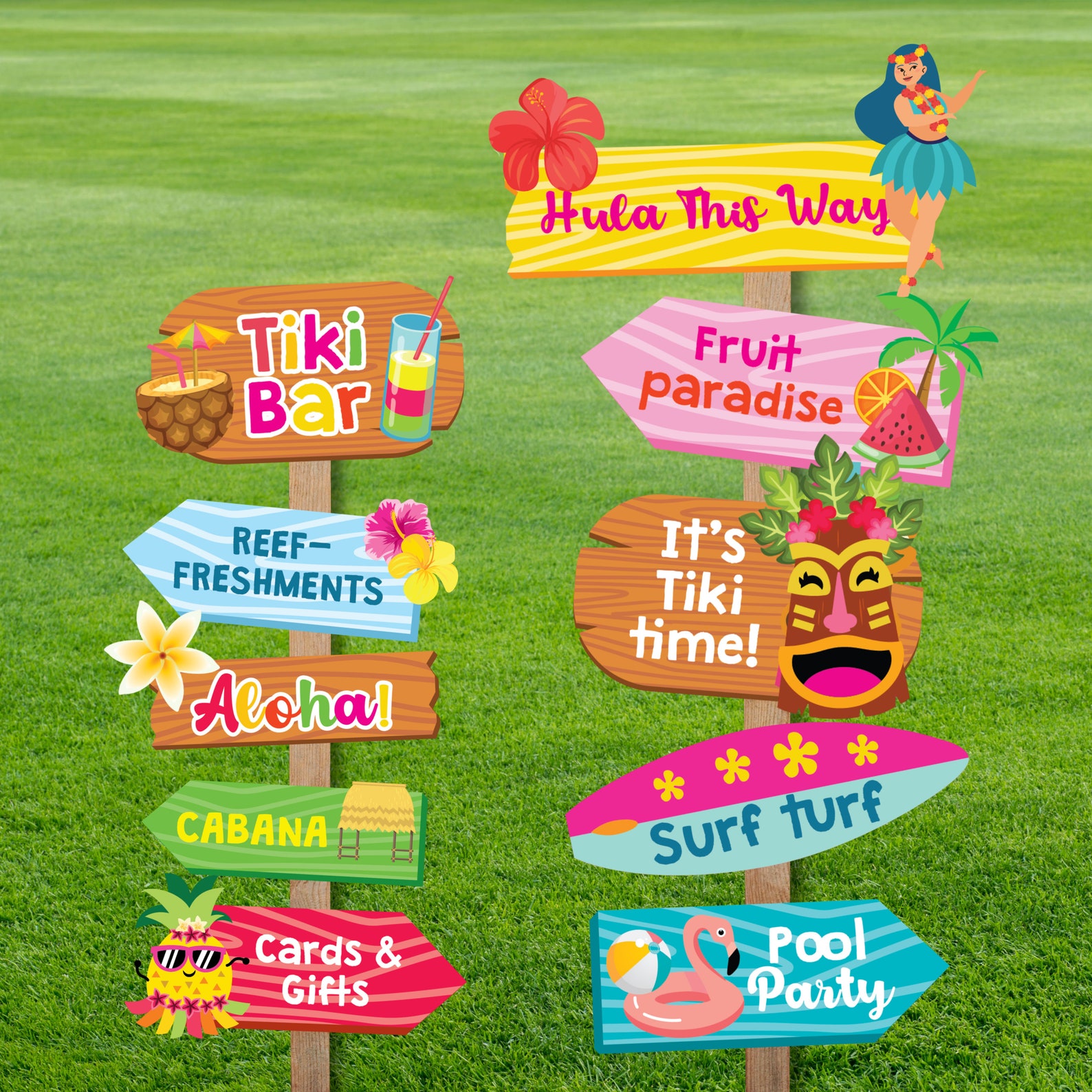 Luau Party Sign Set | Editable Tropical Decor (digital Download) - Etsy