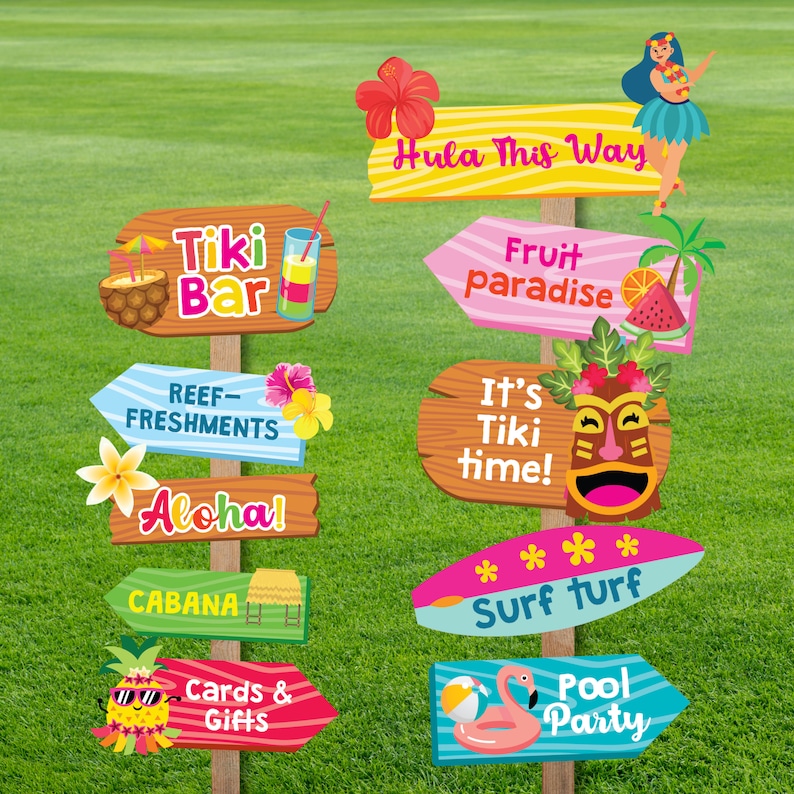 Luau Party Signs/ Hawaiian Party Sign/ Summer Tropical Party | Etsy