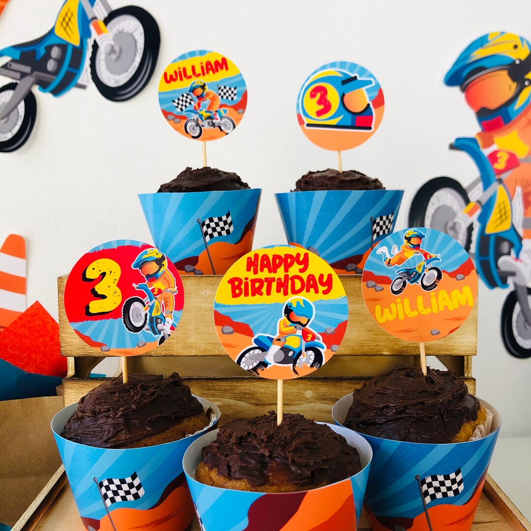 Dirt Bike Party Cupcake Topper/ Motocross Cupcake Toppers/ Motorbike ...