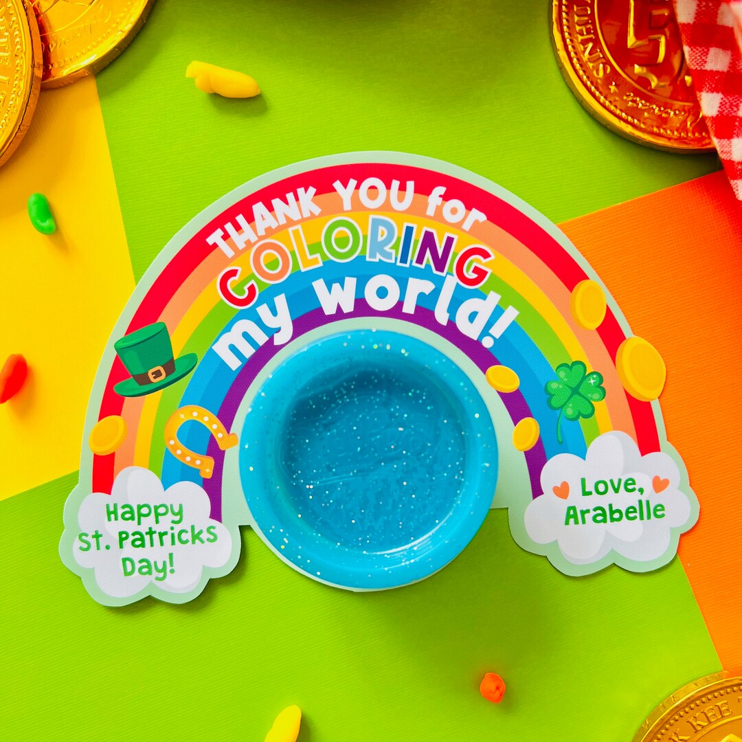 St Patricks Day Rainbow Play Doh Favor, Classroom St Paddys Gift for ...