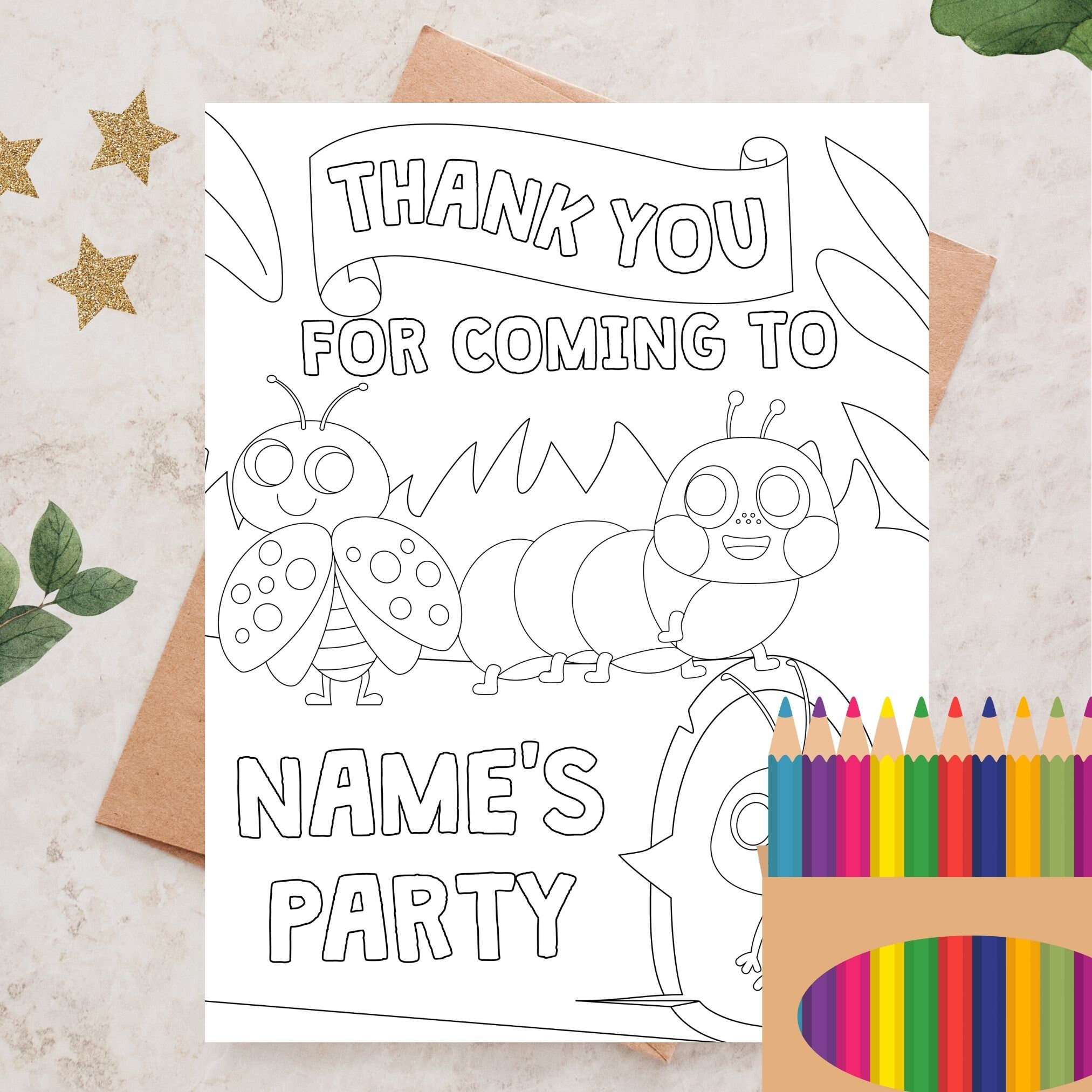 Bugs and Insects Birthday Coloring Page PERSONALISED Printable ...