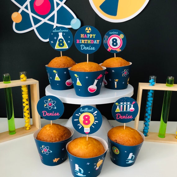 Girl Science Party Cupcake Toppers/ Girl Scientist Party Cupcake ...