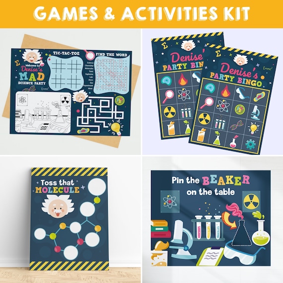 Mad Science Party Games Party Activities Kit/ Scientist Party 4-in-1 ...