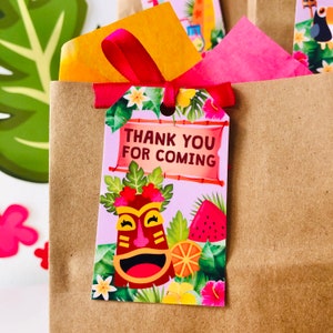 Luau Party Favor Tags/ Hawaiian Tiki Party Gift Tags/ Tropical Summer ...