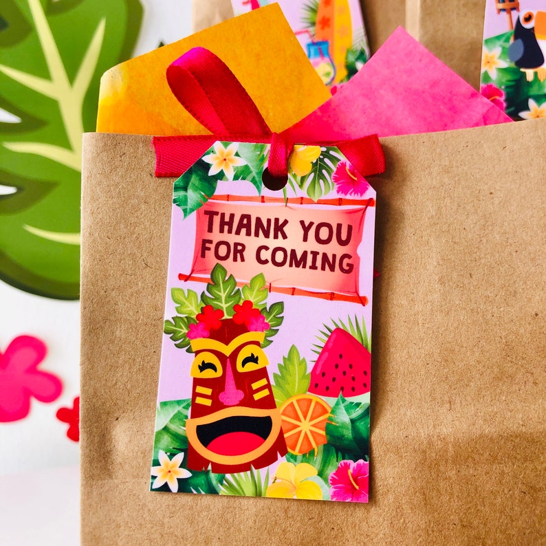 Luau Party Favor Tags/ Hawaiian Tiki Party Gift Tags/ Tropical - Etsy