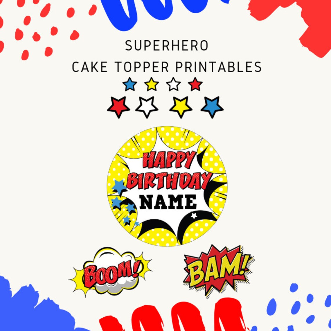 Superhero Cake Topper/ Birthday Cake Topper EDITABLE Printable | Etsy