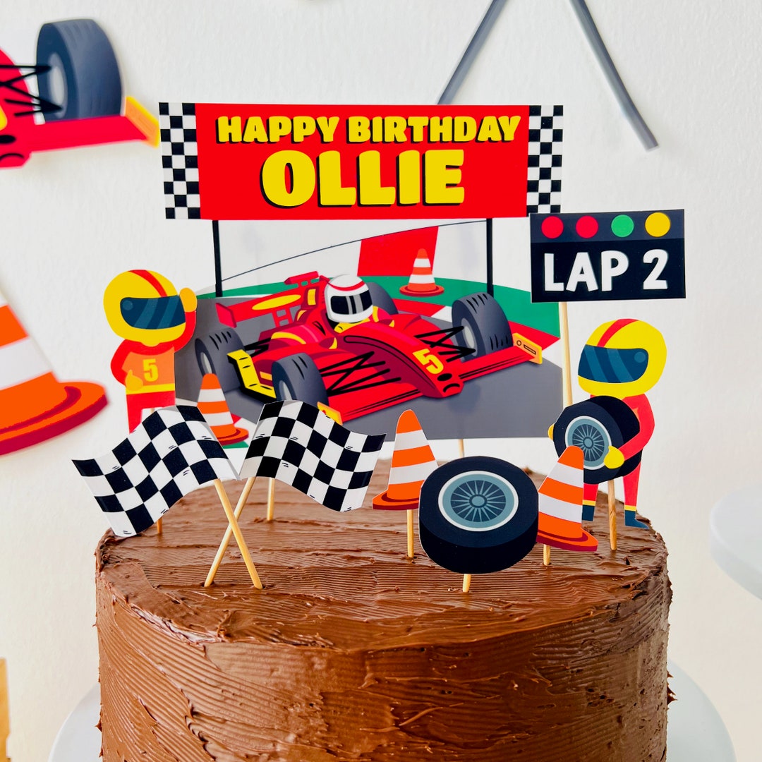Car Racing Birthday Cake Topper Editable Printable/ Race Car Party Cake ...