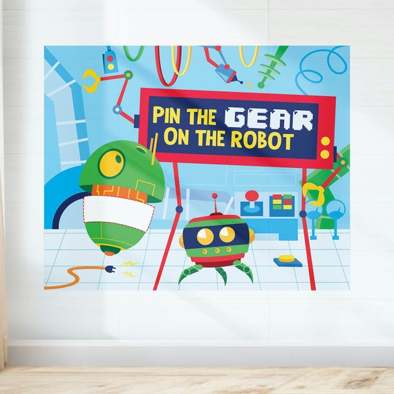 Robots Science Party Game Pin the Gear Game Editable Printable/ Robot ...